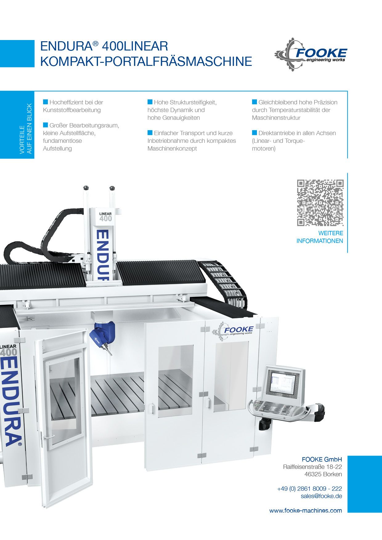 FOOKE GmbH: Kompakt-Portalfräsmaschine ENDURA® 400LINEAR